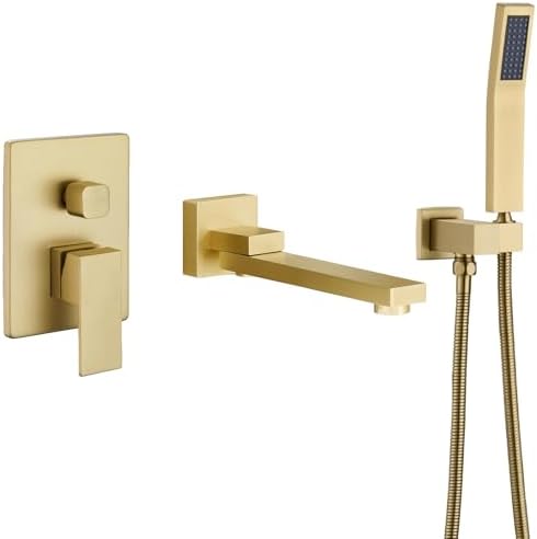 DASAN Swiveling Wall Mount Tub Filler Faucet Set with Hand Held Shower ...