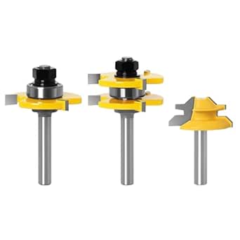 3 pc 6/8/12mm 1/4in 1/2in Shank Tongue & Groove Joint Assembly Router ...