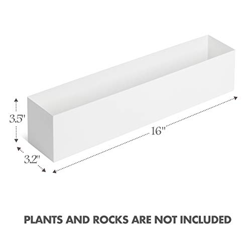 Modern White Rectangle Planter Box | 16" Metal Planter Perfect as a ...
