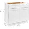 Amazon.com: ONESTOCK 36-Inch Kitchen Base Cabinet with Drawer, White ...