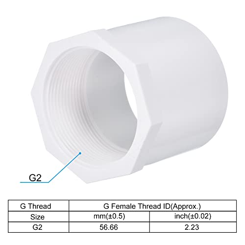 PATIKIL G2 Female Thread 63mm Socket Pipe Fitting, UPVC Straight Tube ...