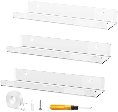 Amazon.com: Albumgit 6 Pack Acrylic Wall Shelves, Self-Adhesive 15 ...