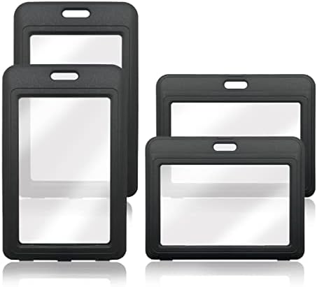 Pawfly ID Badge Holder with Double-Sided Windows Vertical Hard Plastic ...