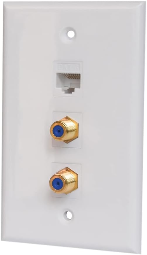 Amazon.com: BUPLDET Single Gang 2 Coax 1 Ethernet Wall Plate - 2 Port ...