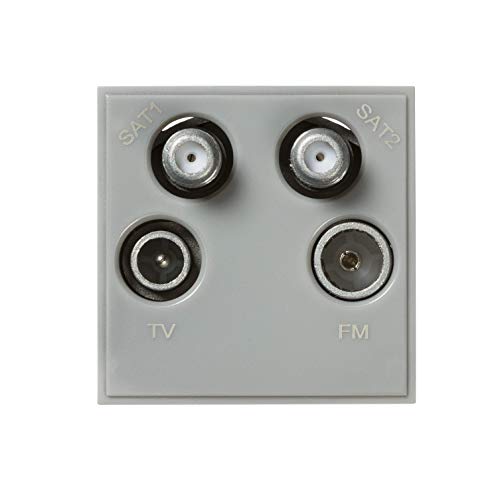 Quadplexed SAT1/SAT2/TV/FM DAB Outlet Module 50 x 50mm – Grey – BigaMart