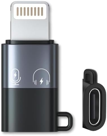 Type C Female to Lightening Male Adapter for iPhone Headphone Mic ...