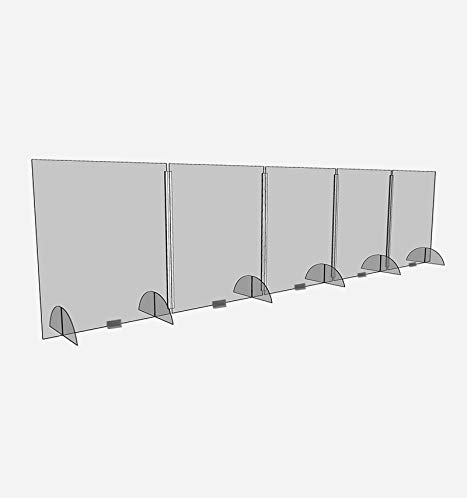 Amazon.com : Clear Acrylic Plexiglass 5 Panel Long Table Sneeze Guard ...