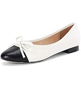 Amazon.com | Coutgo Womens Cap Toe Ballet Flats Bow Pointed Toe Slip On ...