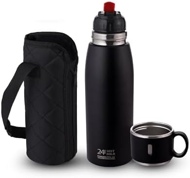 JSH Stainless Steel 500ML Vacuum Insulated Water Bottle Flask with 3 ...