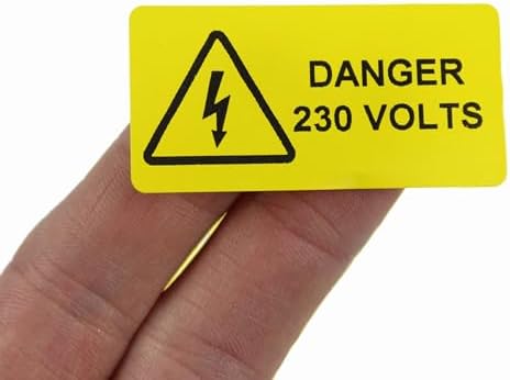 50mm x 25mm, Printed Black on Yellow, Electrical Warning Labels with ...