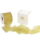 Amazon.com: HUIHUANG Gold Wired Ribbon 2-1/2 inch, Glitter Diamond Wire ...
