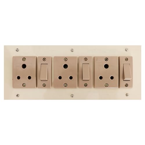 9 Square Wooden Extension Board With Individual Switch of 3 Sockets and ...