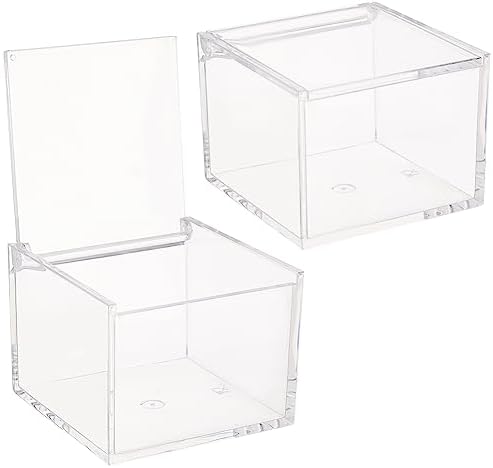 BENECREAT 2Pcs Acrylic Box with Lid, 8x8x6cm Clear Cube Display Case ...
