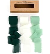 Amazon.com: KEOSREE 3 Rolls Sage Green Handmade Chiffon Ribbon,1.5" x ...