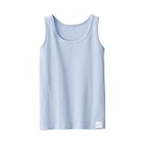 ・ブランド:無印良品・モデル:FFB06A3S・サイズ : キッズ130・カラー : ライトブルー・素材 : オーガニックコットン・仕様 : 子供肌着、機能性インナー夏用・原産国 : カンボジア