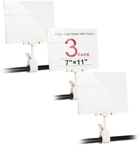 Amazon.com : Humyoun 3 Pcs Acrylic Clip on Sign Holder with Clamp 5.5 x ...