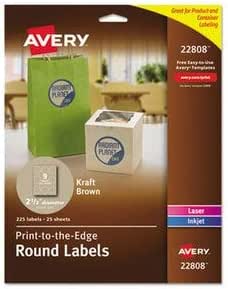 Amazon.com : Avery 22808 2 1 / 2in Brown Permanent Round Print-To-the ...
