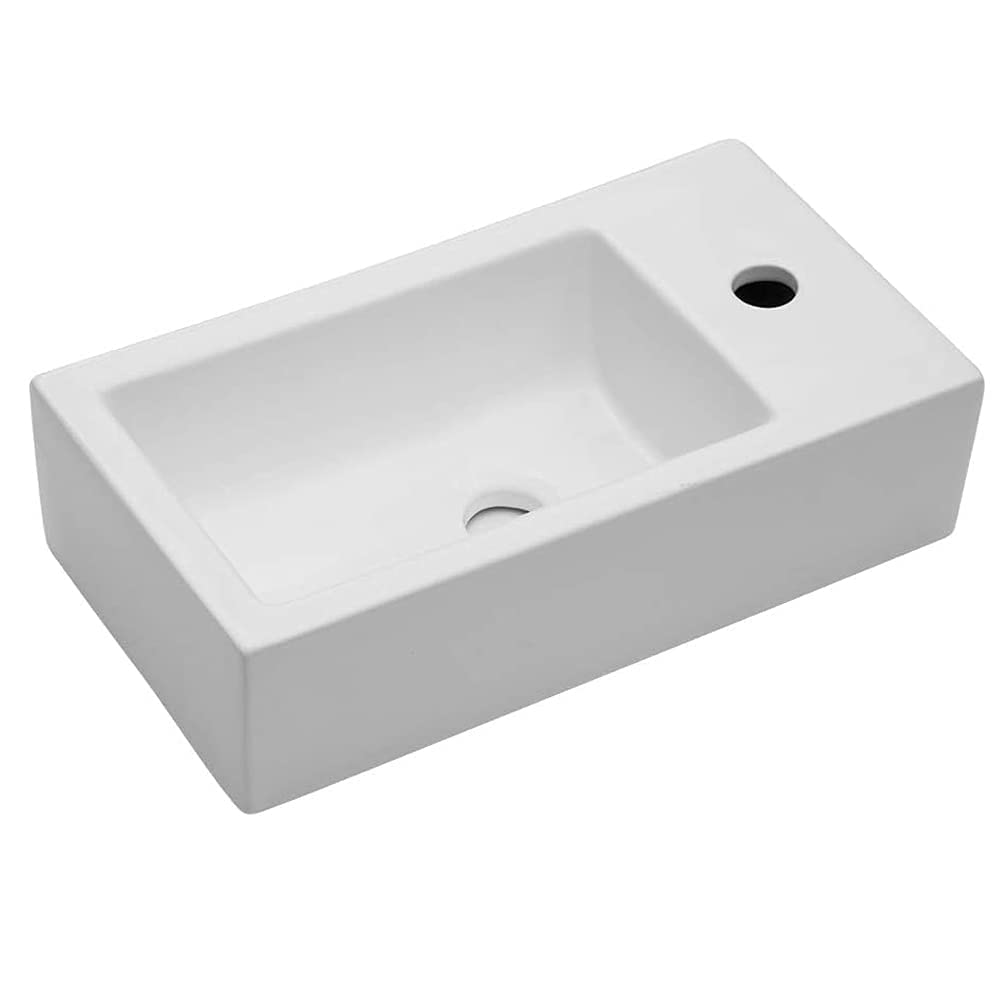 Floating Vessel Sink, Dcolora 18"x10" Small Wall Mounted Bathroom Sink ...