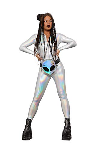Smiffys Fever Miss Whiplash Mirror Holographic Costume with Zip Up ...