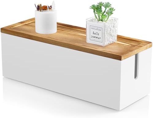 Amazon.com: Cable Management Box by Baskiss, 12x5x4.5 inches, Wood Lid ...