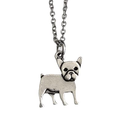 Amazon.com: French Bulldog Necklace on Silver Stainless Steel Chain ...