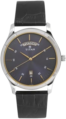 Titan Lagan Quartz Analog Midnight Blue Dial Brown Leather Strap Watch ...