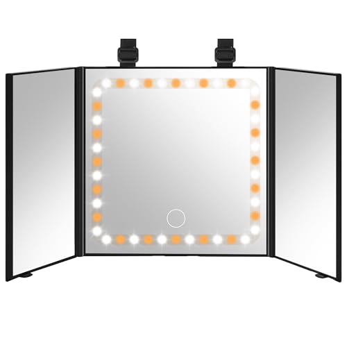 Foldable Car Vanity Mirror with Lights - 1X/2X/3X USB Rechargeable Car ...