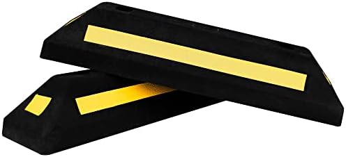 Complete Set of 2 Eco-Friendly Parking Wheel Stops 57CM with Reflective ...