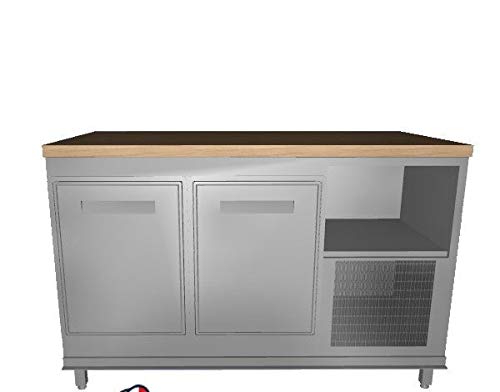 Banco bar per birra acciaio inox refrigerato con top inox e bancalina e ...