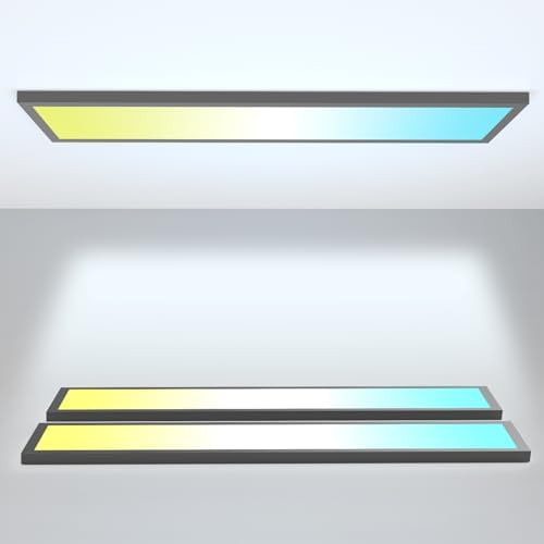 AIKVSXER 4 Pack 4FT LED Flat Panel Light Surface Mount - Black 4400LM ...