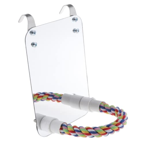 YYwenting Bird Mirror Toy With Rope Perch Cockatiel Mirror for Cage ...