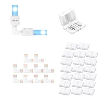 GANZQH L-Shape 4 Pin LED Light Strip Connectors Set for 8 mm Width RGB ...