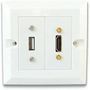 C4A® Single HDMI and USB Wall Plate/Easy Connect Faceplate/White ...
