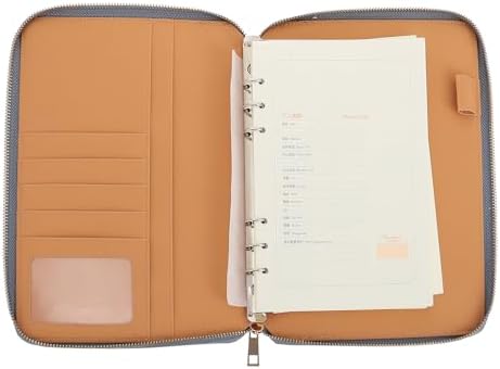 GLSTOY Business A5 Zipper Binder Notebook with Leather Cover, Daily ...