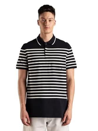 Buy TOMMY HILFIGER Striped Regular-Fit Cotton Polo T-Shirt Navy at ...
