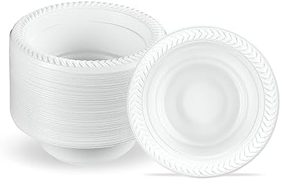 Amazon.com: HomeyGear Disposable White Small 5 Oz Plastic Bowls Plates ...