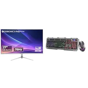ZEBRONICS A27FHD LED Monitor, 27 inch (68.58cm), 250 nits, 75hz, Slim ...