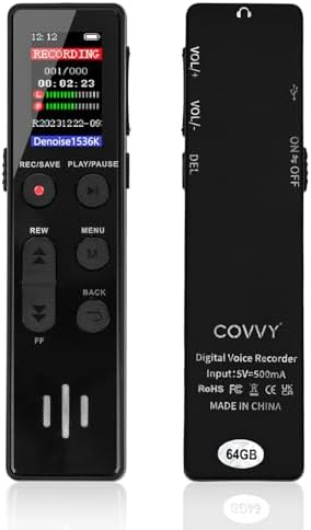 64GB Digital Voice Recorder,COVVY Voice Activated Recorder,Portable ...