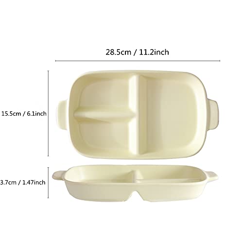 OnePine Porcelain Diet Dinner 3 Compartment Plate, Portion Control ...