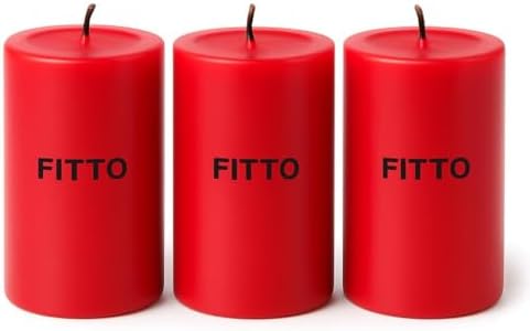 Fitto Red Pillar Candles 3 Piece Set Unscented Home Decor, Wedding ...