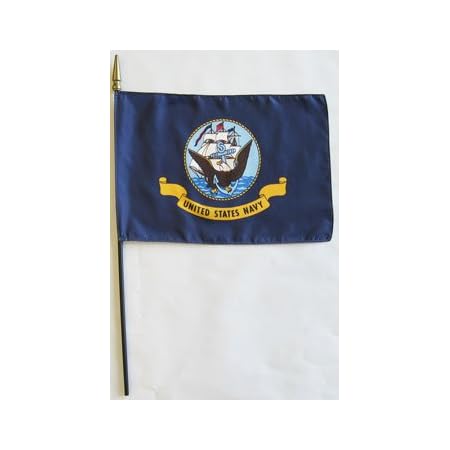 Amazon.com : US Flag Store 12-Inch by 18-Inch Navy Flag Mounted on 24 ...
