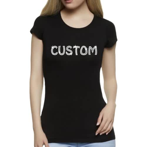 Amazon.com: Custom Rhinestone Bling T-Shirt for Women – Personalized ...