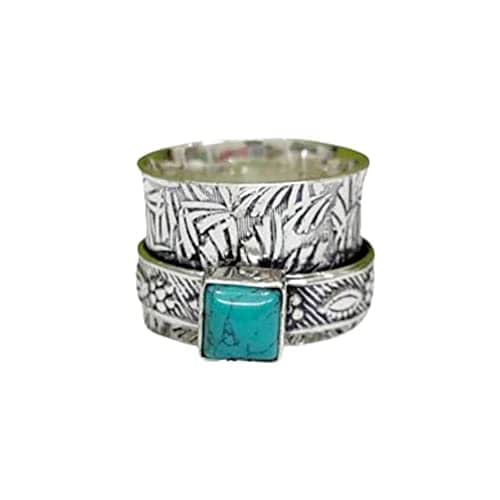 Amazon.com: Genuine Turquoise Spinner Ring, 925 Silver Ring, Spinner ...