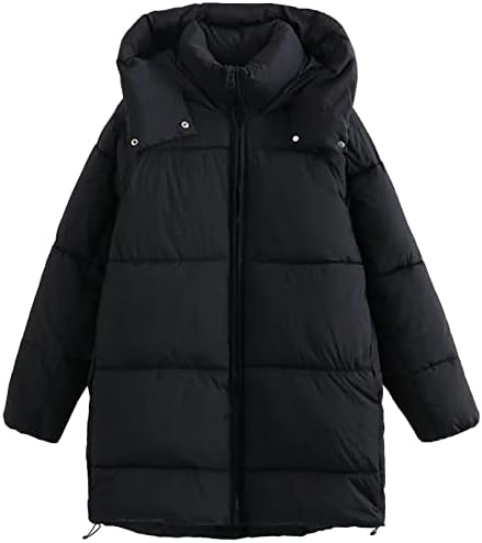 Amazon.com: Flygo Womens Hooded Quilted Puffer Jacket Mid-Length Padded Warm Winter Heavyweight ...