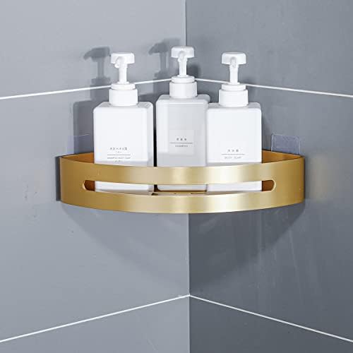 Brushed Gold Bathroom Corner Shelf Shower Organiser Triangle Shampoo ...