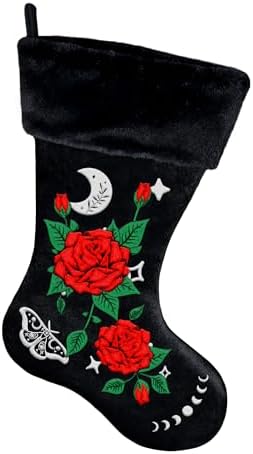 Amazon.com: Vansolinne Black Gothic Christmas Stocking 17 Inches Xmas ...