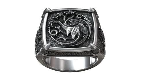 Amazon.com: Ssjewel Dragon Ring Targaryen Signet Ring Oxidized 925 ...