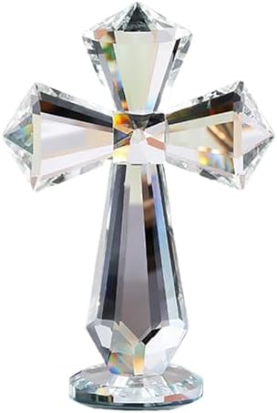 Amazon.com: QFkris 7" Crystal Cross Standing, Decorative Glass Crosses ...