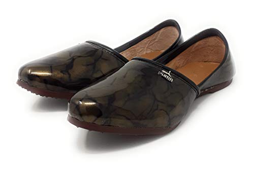 EKIN Men's Shining Black Golden Mojari - 9 UK : Amazon.in: Shoes & Handbags