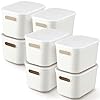 Amazon.com - Tuanse 8 Pieces White Plastic Storage Bins with Lids ...